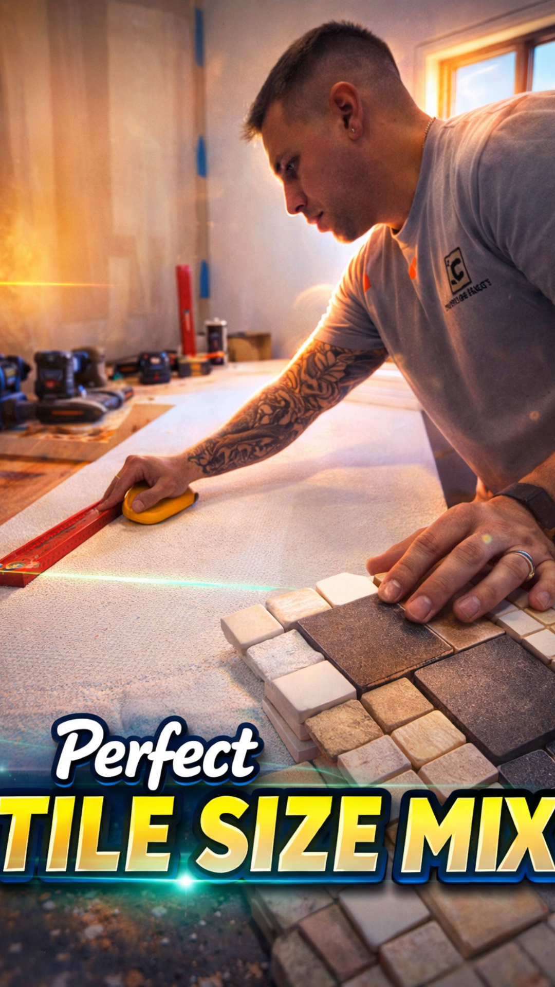 Mixing big and small tiles in one installation