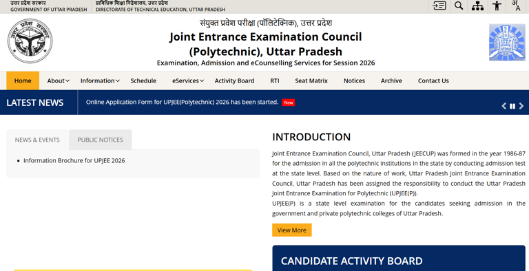 JEECUP registration window opens at jeecup.admissions.nic.in: Direct ...