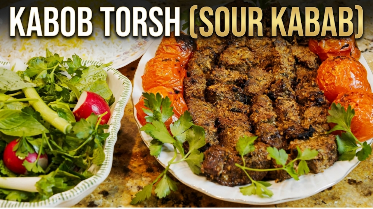 Kabob torsh: Traditional Persian sour kabab with walnut and pomegranate