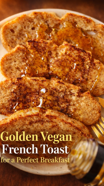 Golden vegan French toast for a perfect breakfast