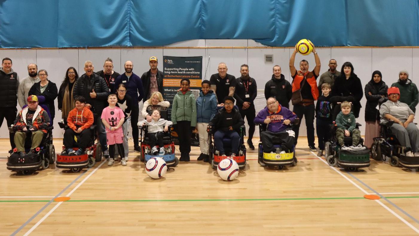 Disability football team in powerchair fundraiser