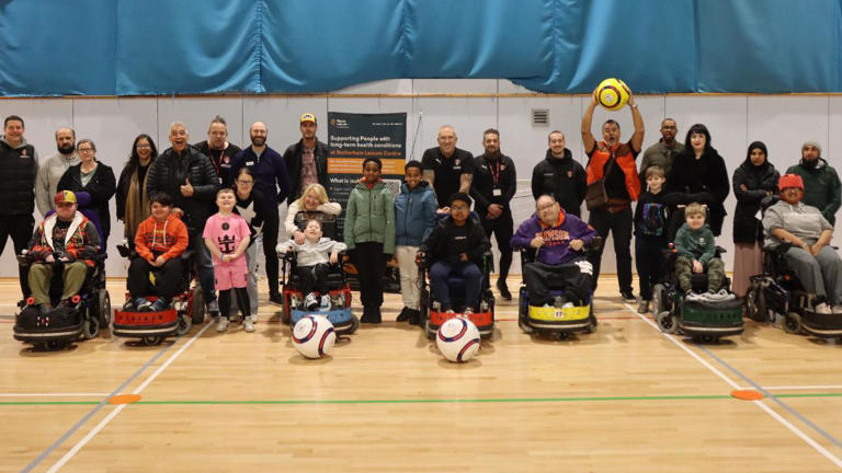 Disability football team in powerchair fundraiser