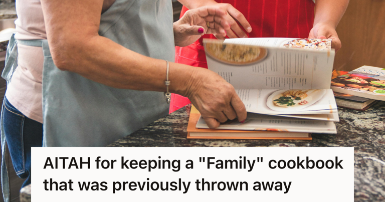 Woman posted a photo with an old cookbook in the background, and her in ...