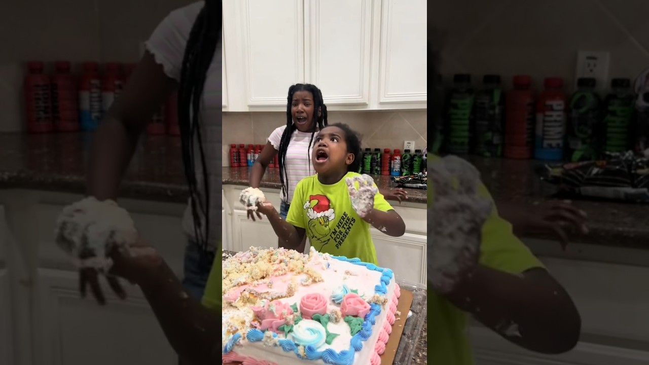 Girl destroys gender reveal cake instantly