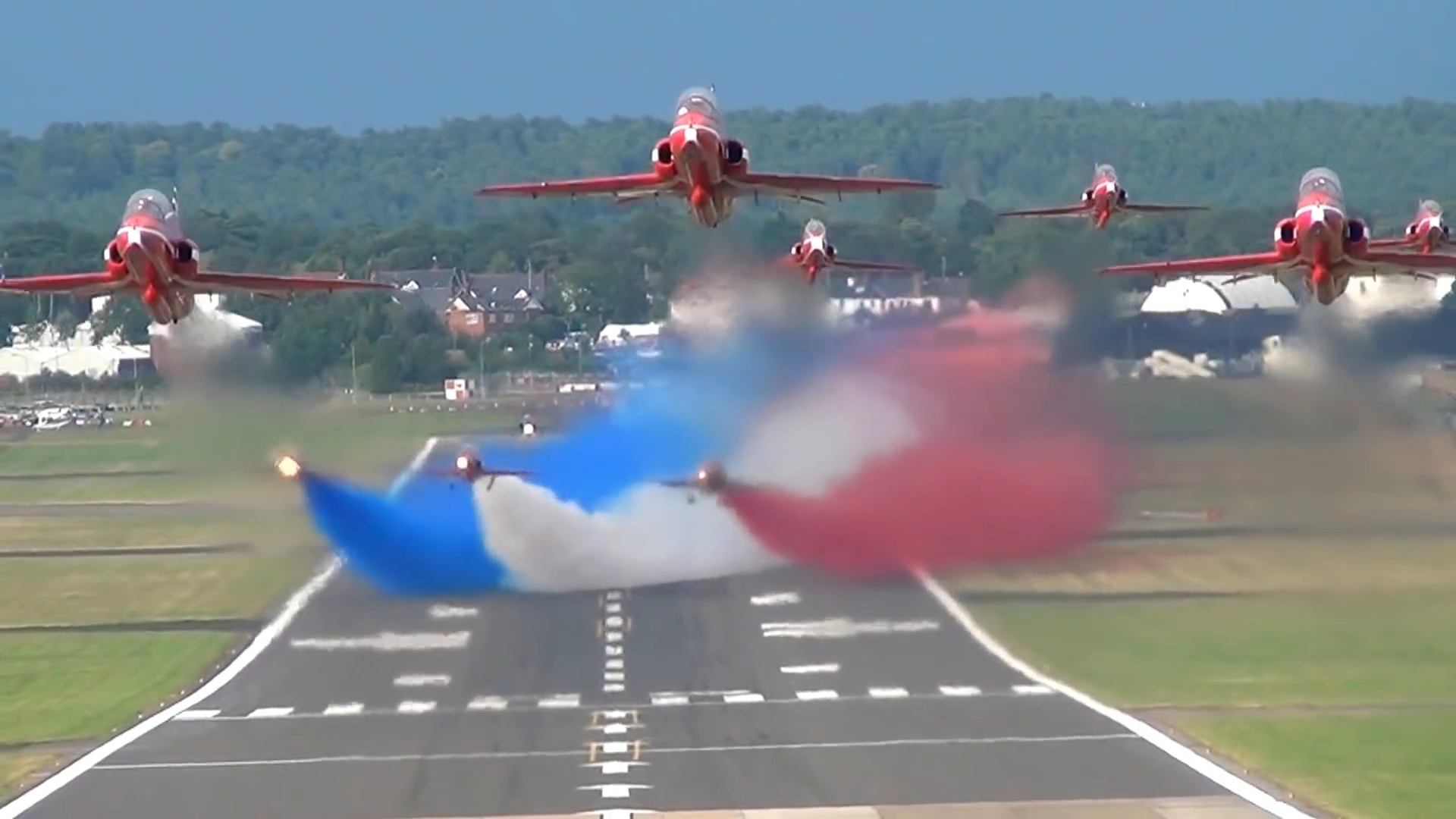 The Red Arrows departure that turned the runway into a flag