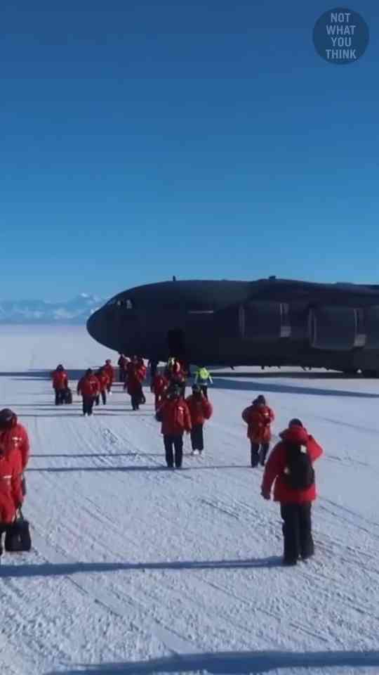 Skis on a giant airplane