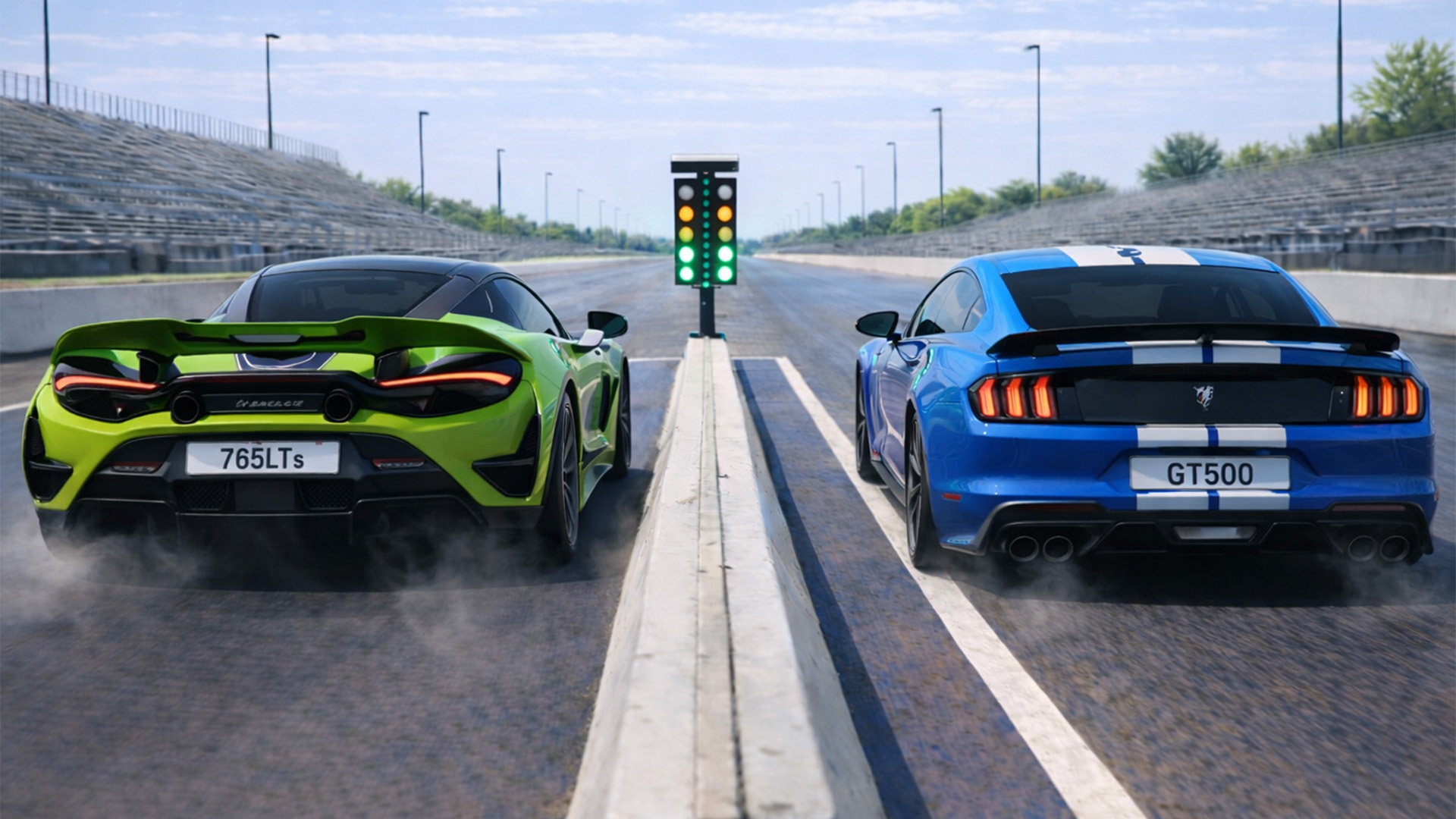 1,250HP Ford Mustang Shelby GT500 vs McLaren 765LT drag race