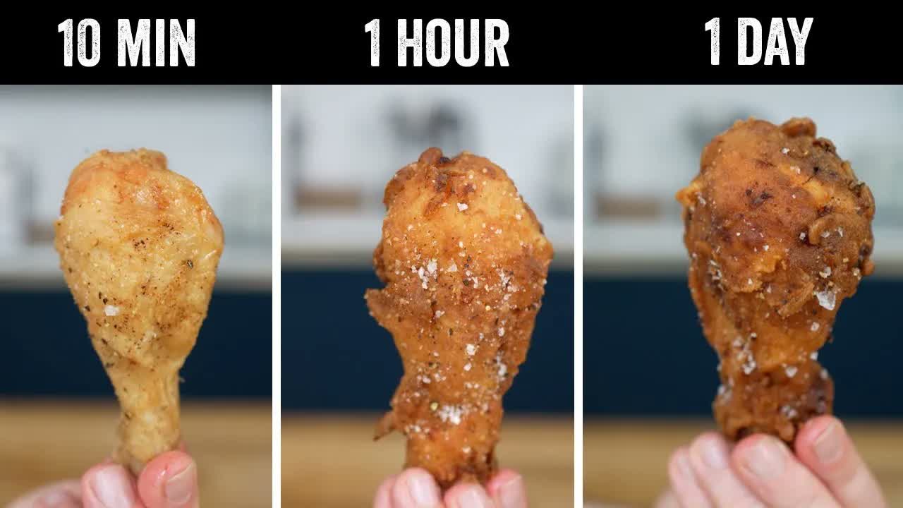 10 min vs 1 hour vs 1 day fried chicken