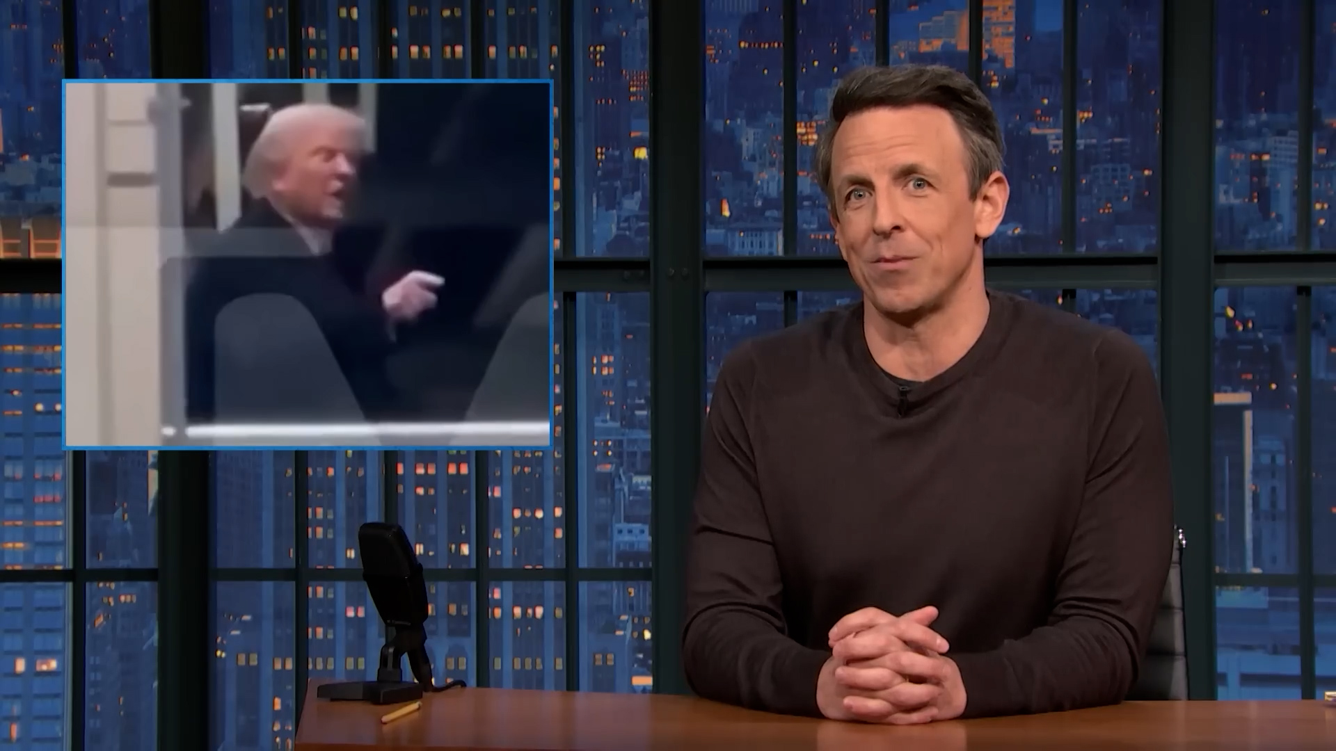 Seth Mayers Comments On Trump Getting Heckled And Flipping Off Auto Worker