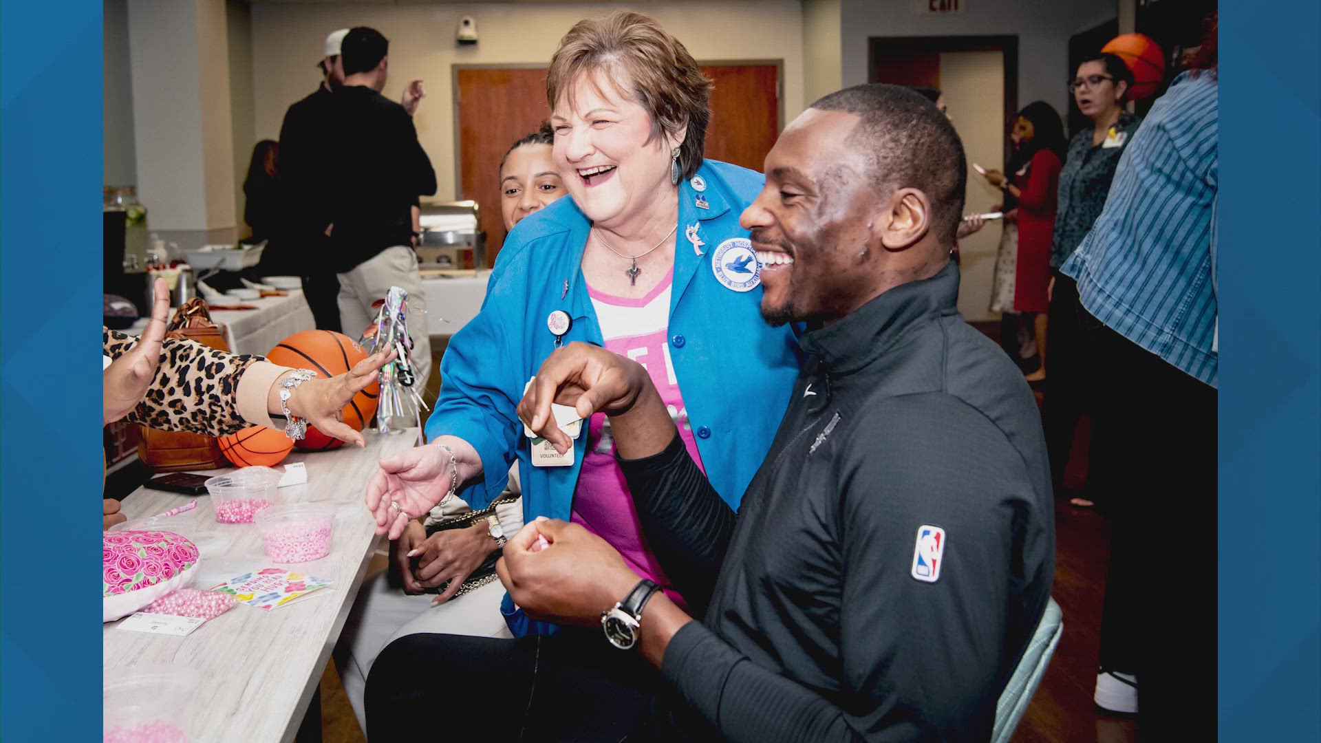 Bismack Biyombo visits breast cancer patients at Methodist Hospital