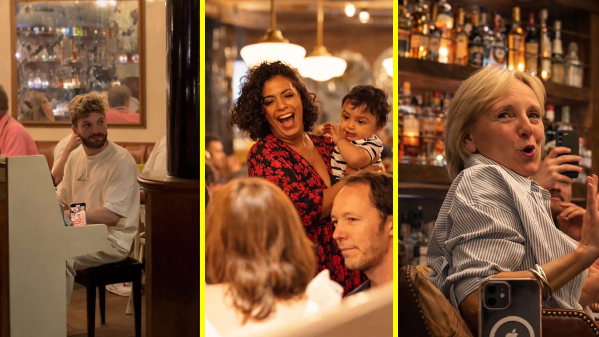 Opera and choir performance inside a French restaurant
