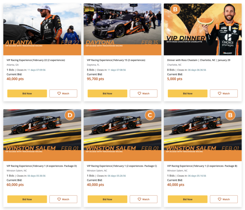 Redeem Choice Privileges points for VIP racing experiences [from 5,000 ...