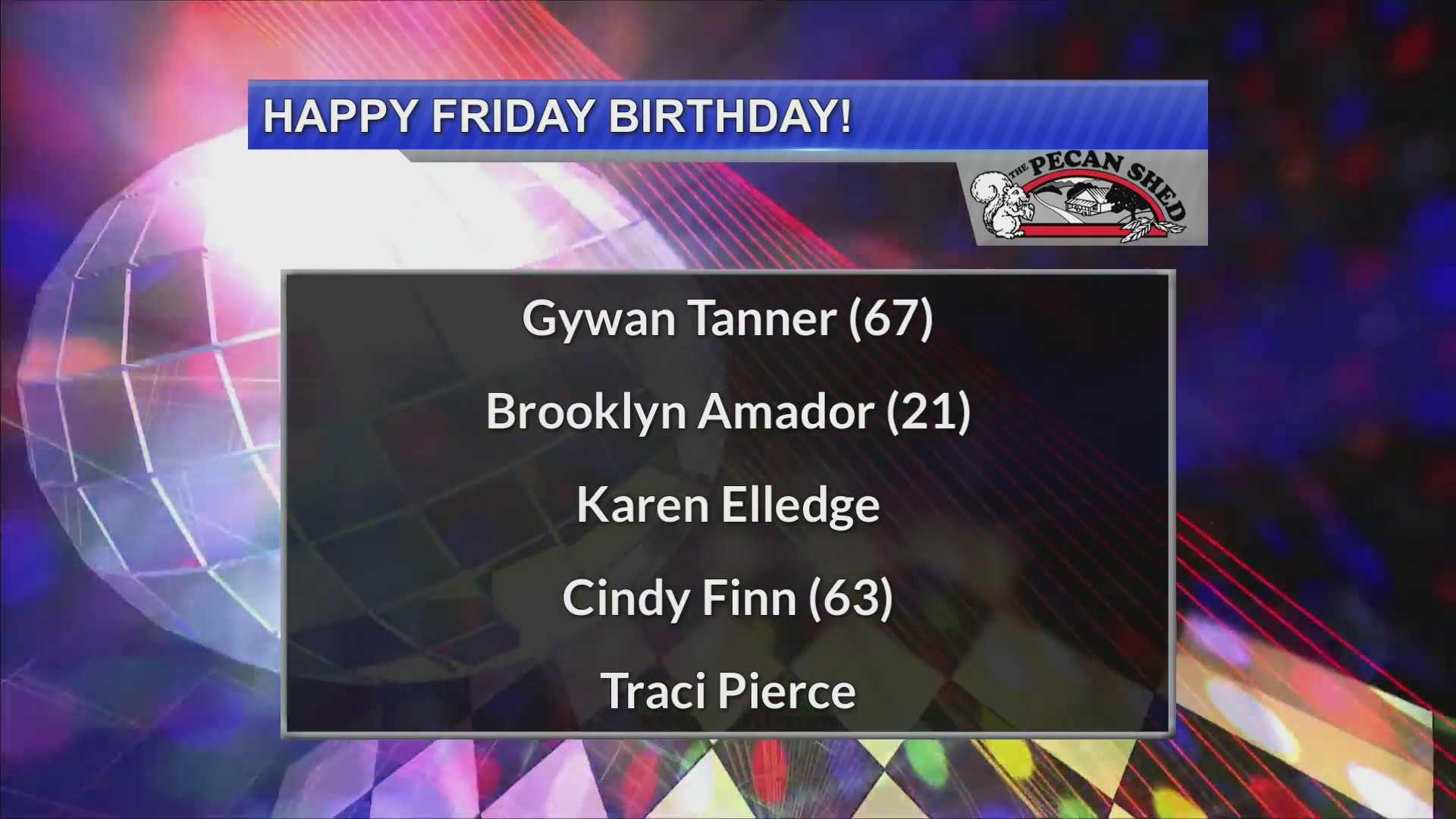 Weekend anniversaries & birthdays