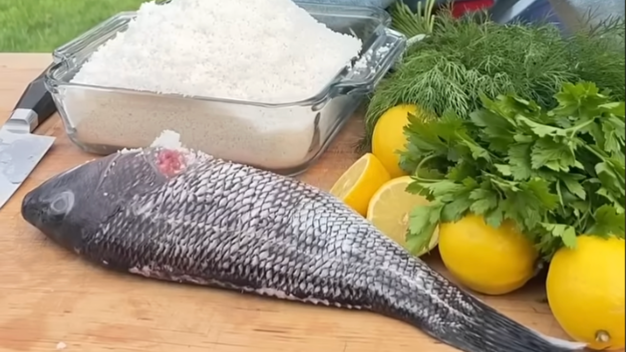 Recipe: Salt-baked fish (3 lbs of salt)
