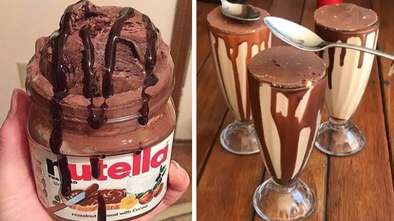 Cake compilation with choco drink and Nutella mix