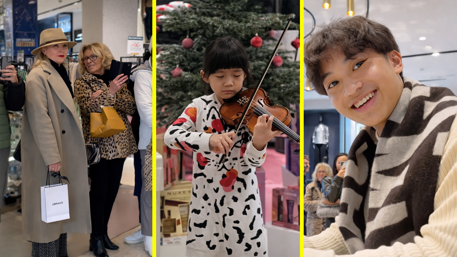 Young violinist performs Carol of the Bells duet