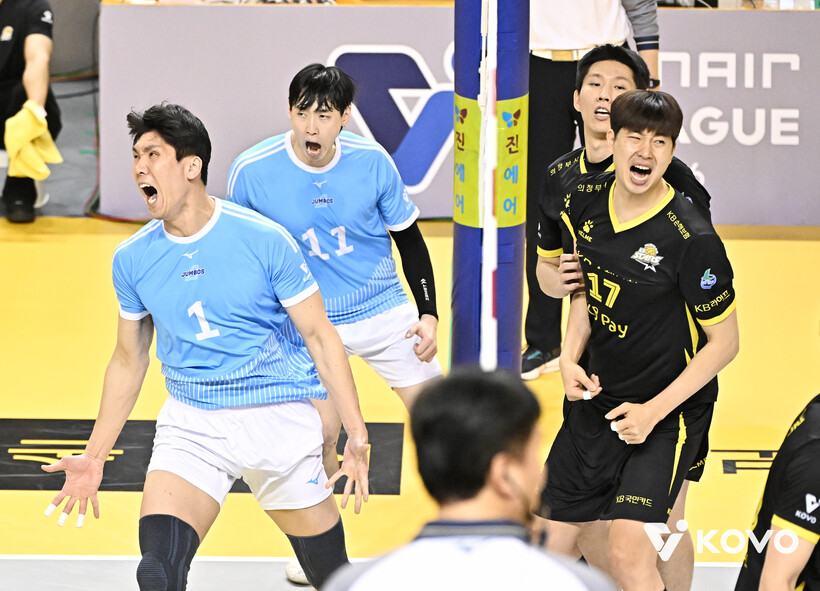 대한항공, 10년 만에 5연패 위기 넘겨 KB손해보험에 3-1 승