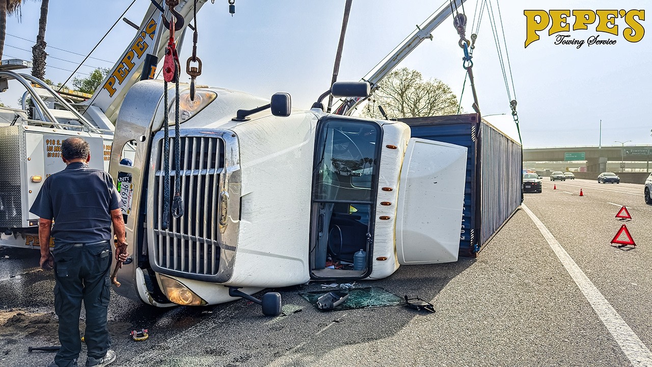 All hands on deck for a container rollover