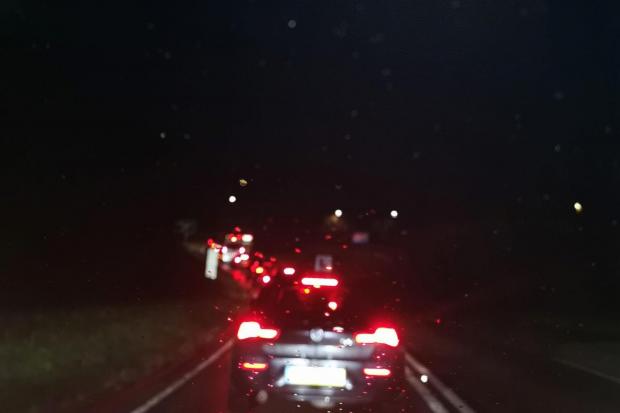 Temporary traffic lights cause long delays in village near Worcester