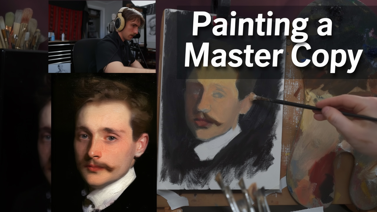 Creating Sargent-inspired portrait while explaining brush techniques ...