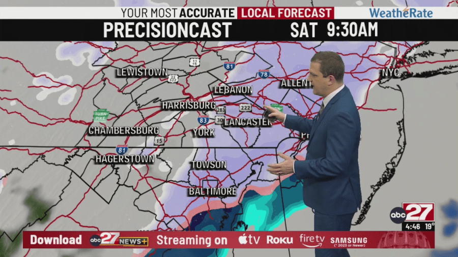 Staying chilly and breezy today, a few snow showers for Saturday