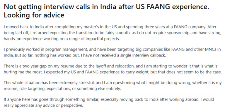 Laid off in the US, back in India with zero job calls: A FAANG ...
