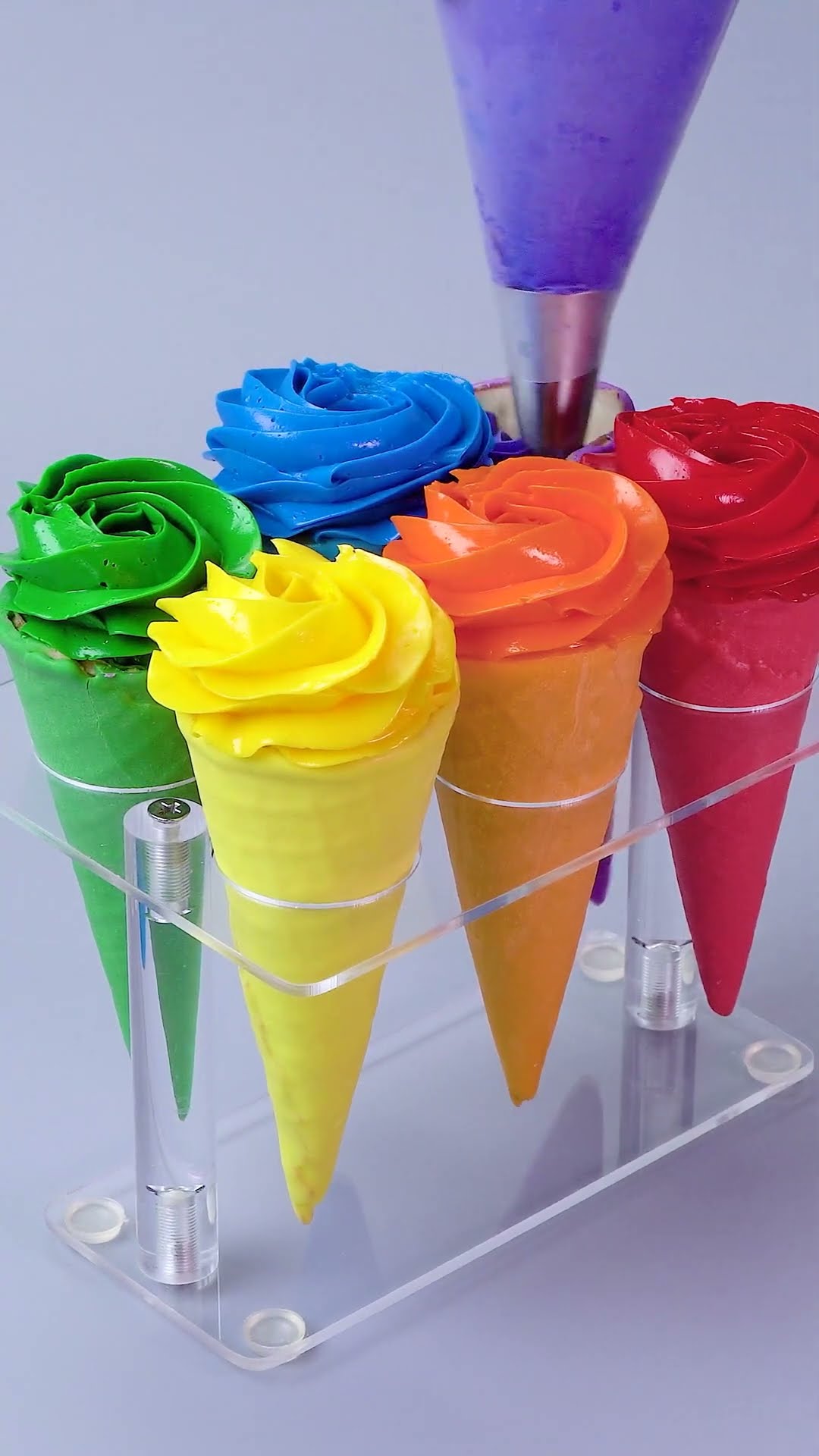 Colorful ice cream cones made with Oreo cookies
