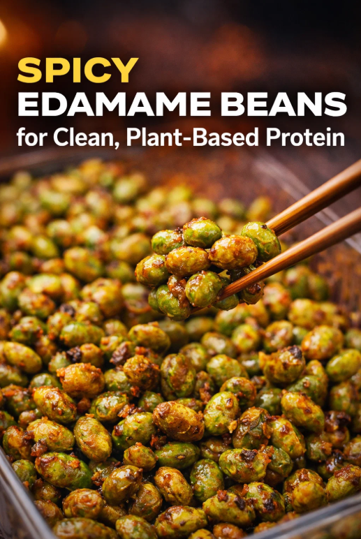 Spicy edamame beans for clean, plant-based protein