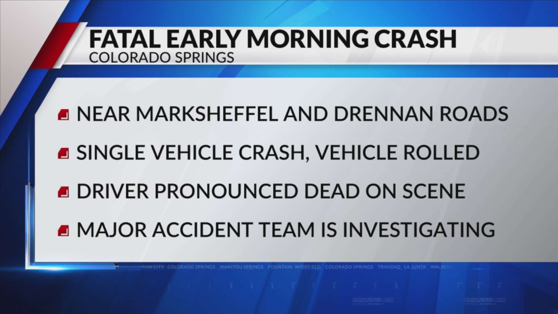 Lane closures on Marksheffel Road due to fatal crash investigation in ...