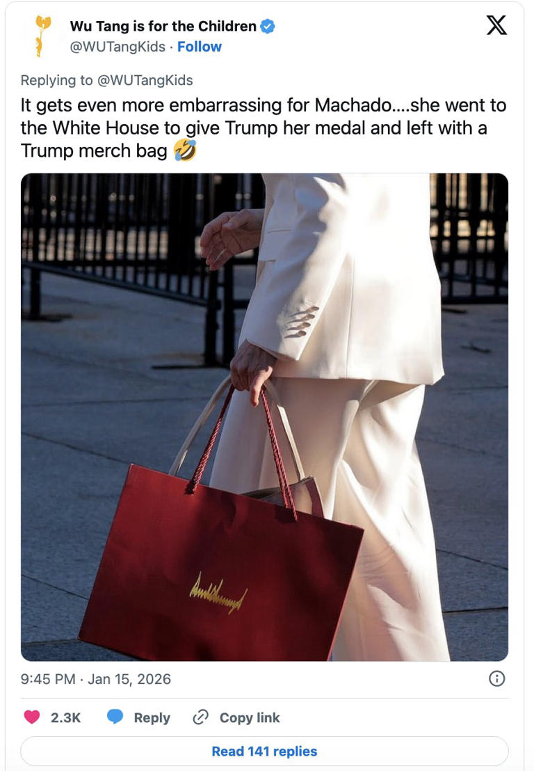 Machado leaves with petty gift after giving Trump her Nobel Prize