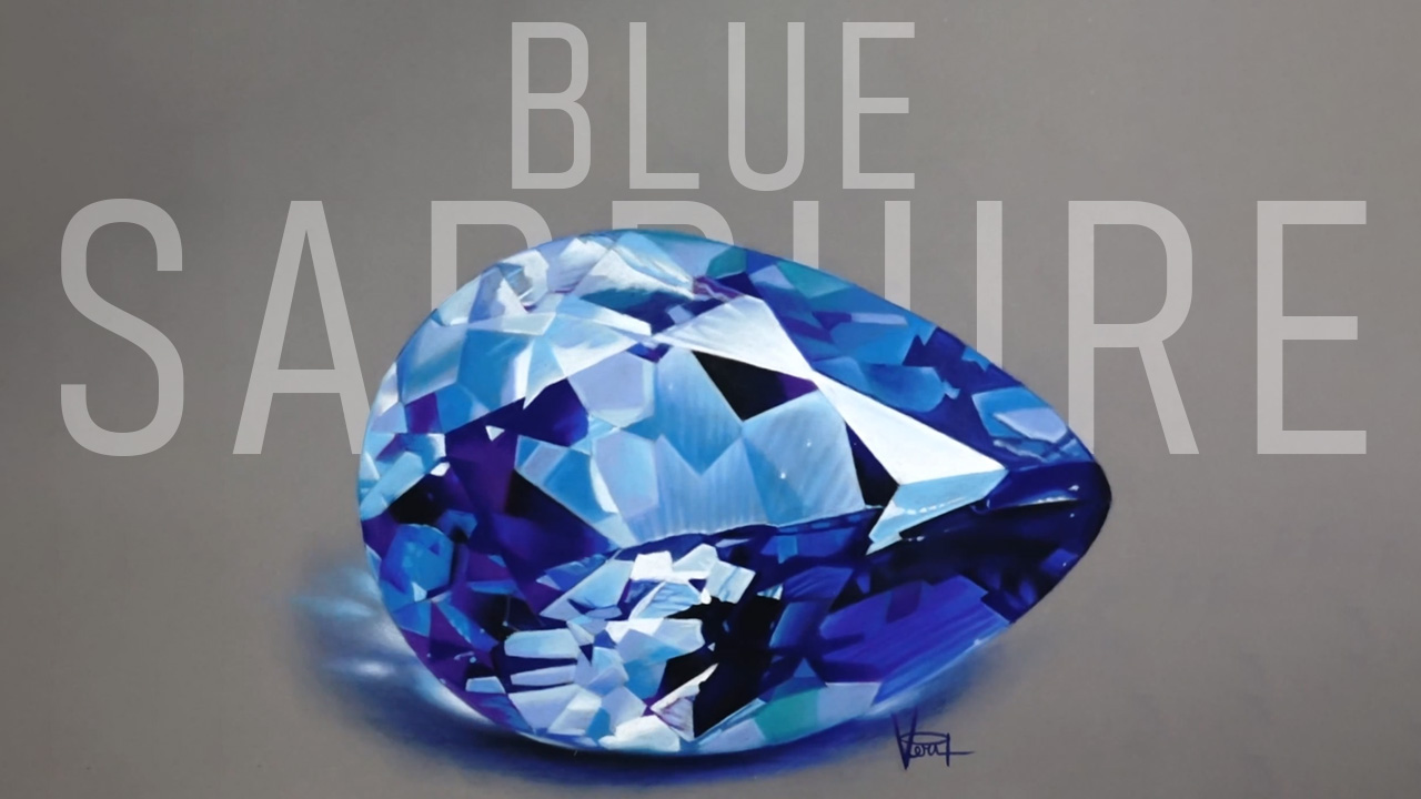 Viral blue sapphire radiance pastel drawing with luxury glow
