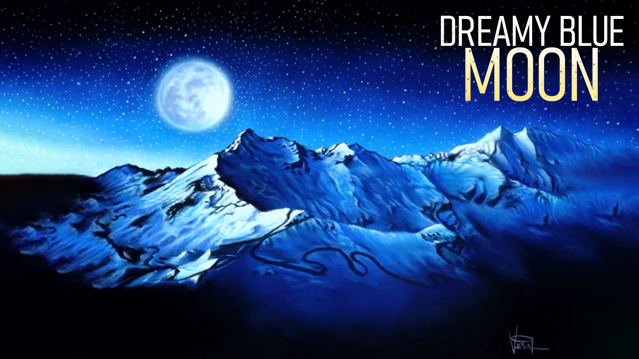 How to draw a dreamy blue moon with realistic light effects