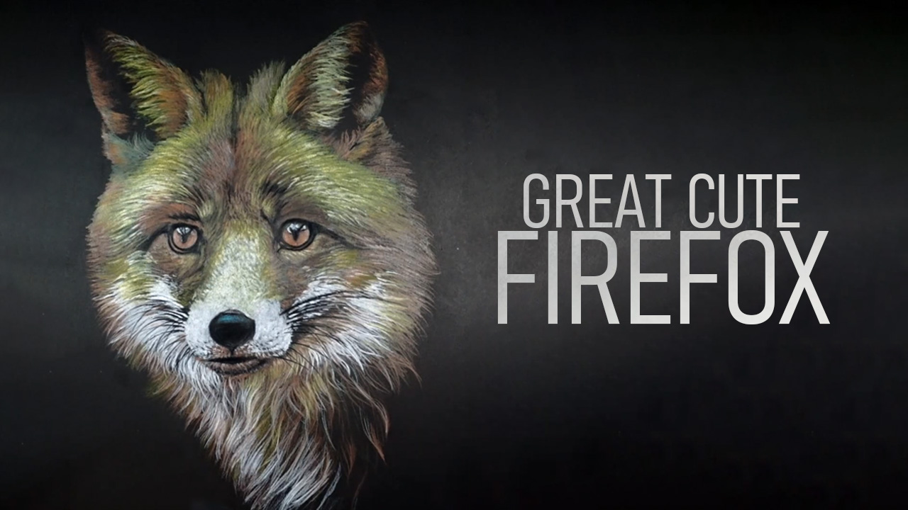 Black paper Firefox drawing tutorial with smooth blending tricks