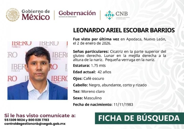 Fiscalía Nuevo León activa operativo de búsqueda de Leonardo Escobar ...