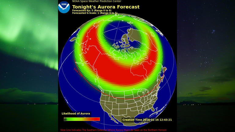 Northern lights may be visible in 15 states tonight