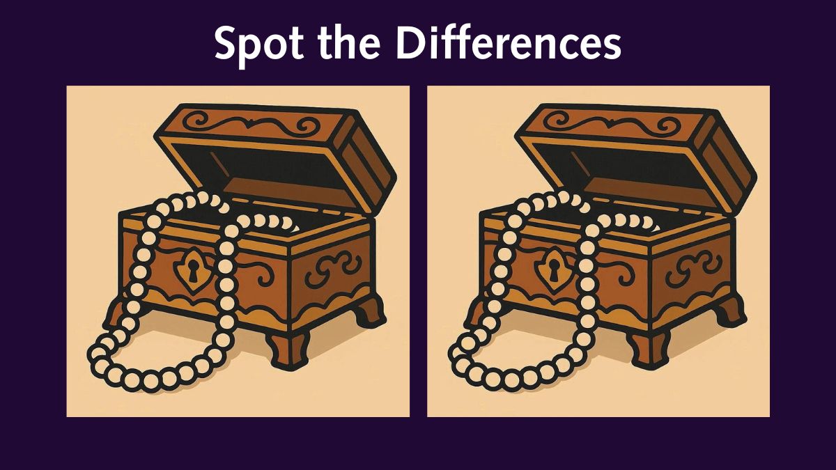 Test your eyes by spotting the 3 differences between the treasure chest ...