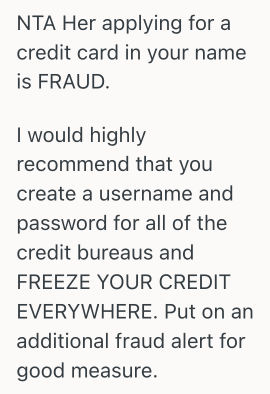 Young woman discovered her mom opened a credit card in her name without ...