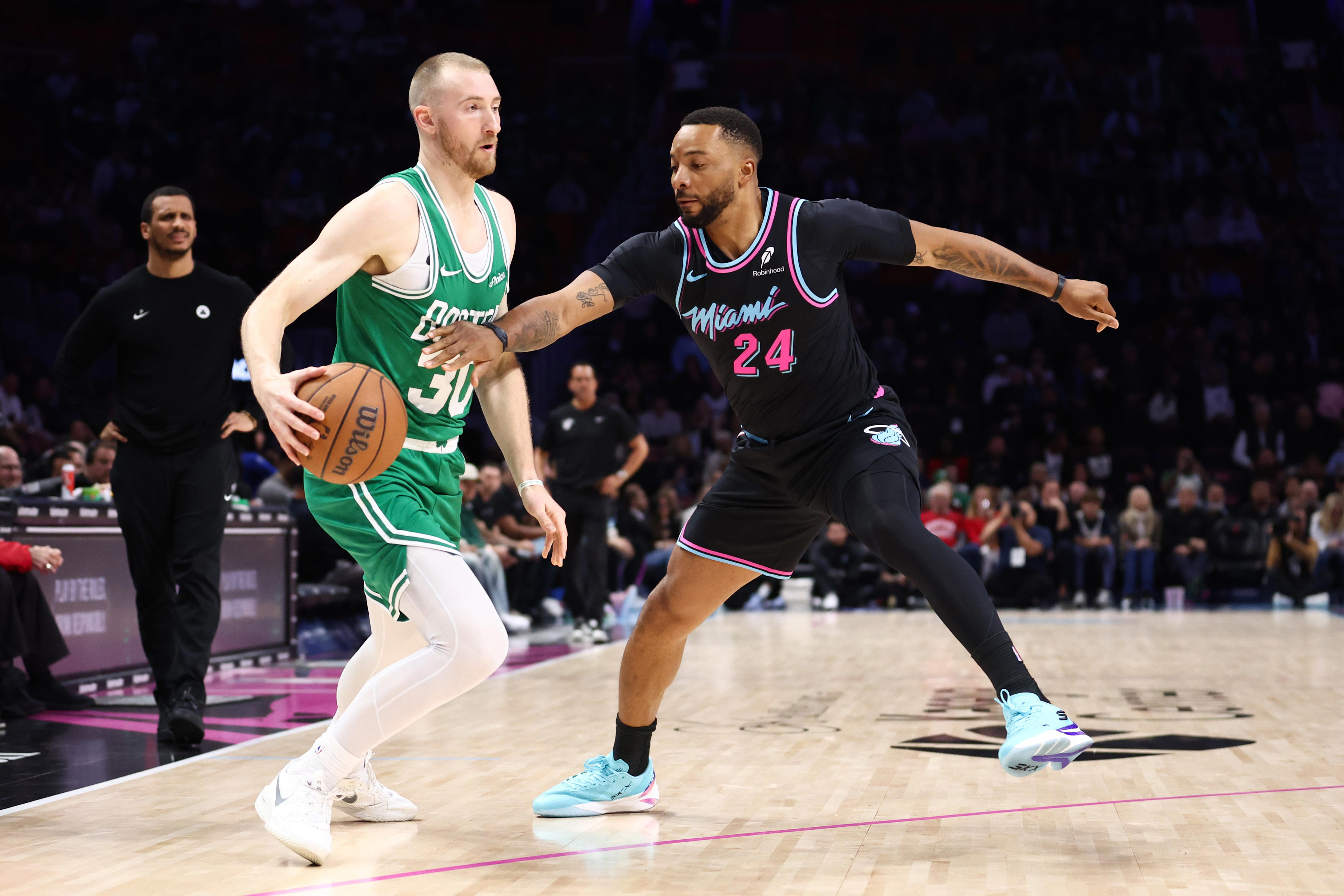 Boston Celtics survive red-hot early scoring by Heat, win 119-115 (PHOTOS)