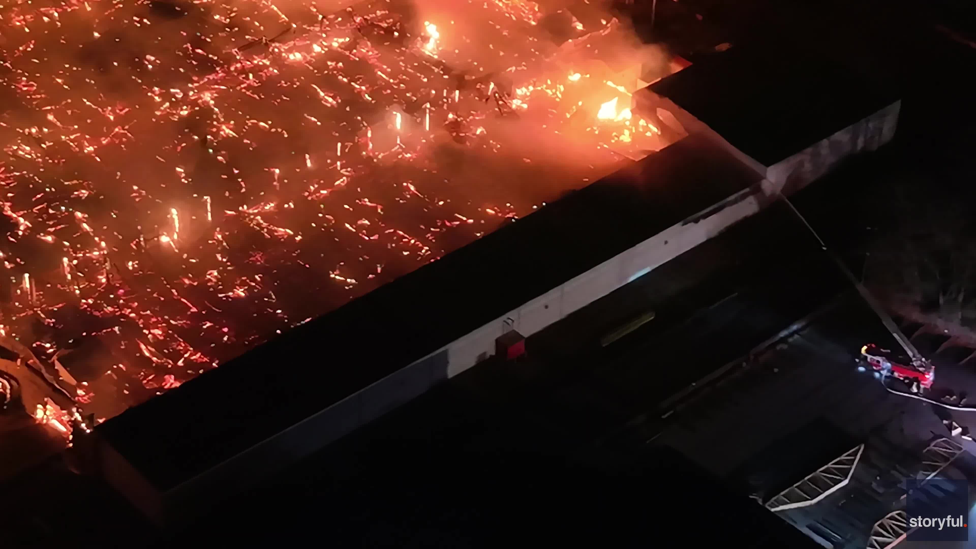 Drone footage captures huge fire at Virginia timber plant