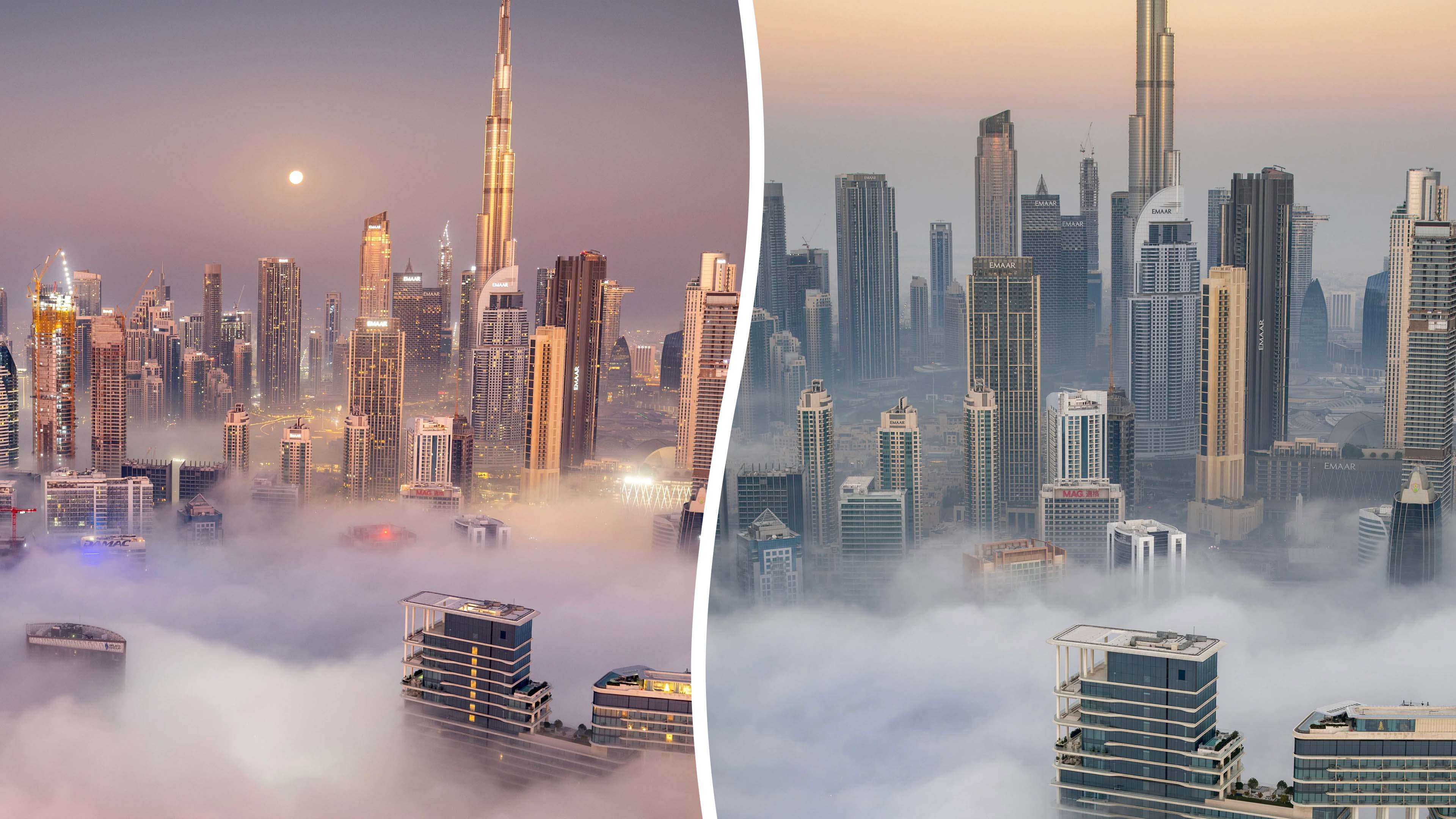 Dubai skyscrapers shrouded in rare 'twice a year' fog