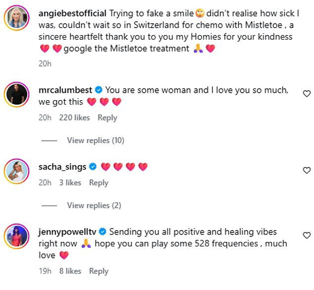 Angie Best undergoes alternative 'mistletoe' chemotherapy in ...