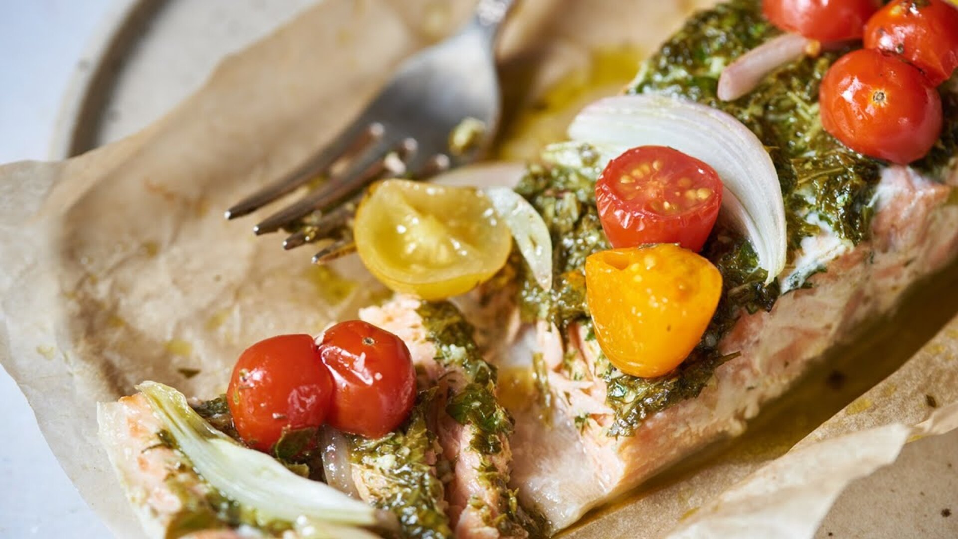 Salmon en papillote with persillade recipe