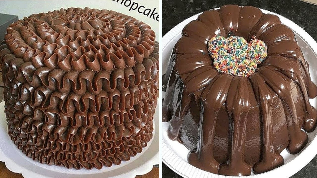 Satisfying cake video with ruffle and glaze decor