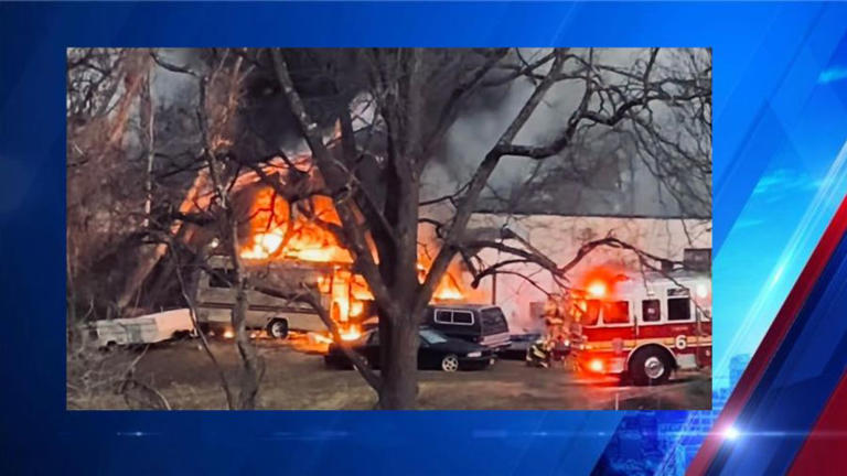 Firefighters battle large camper blaze in Lynchburg