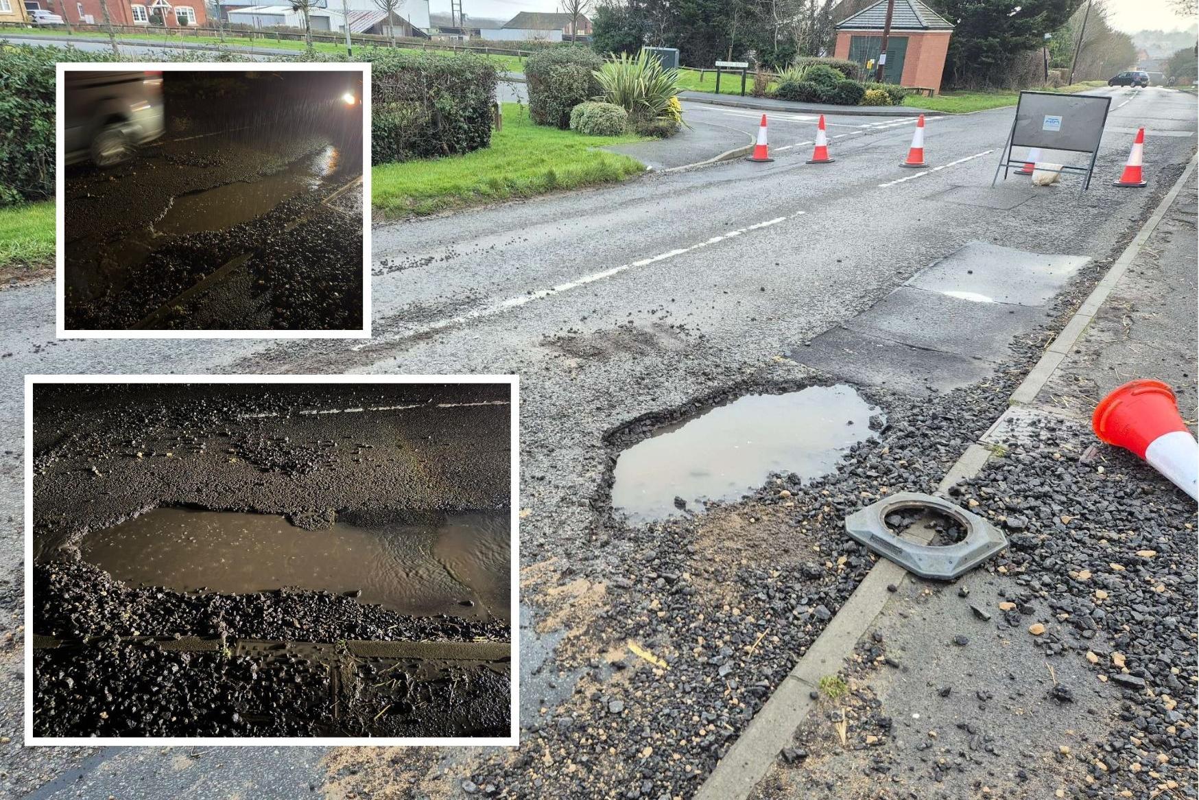 20 cars crocked by 'huge' potholes on one Northants road as former ...