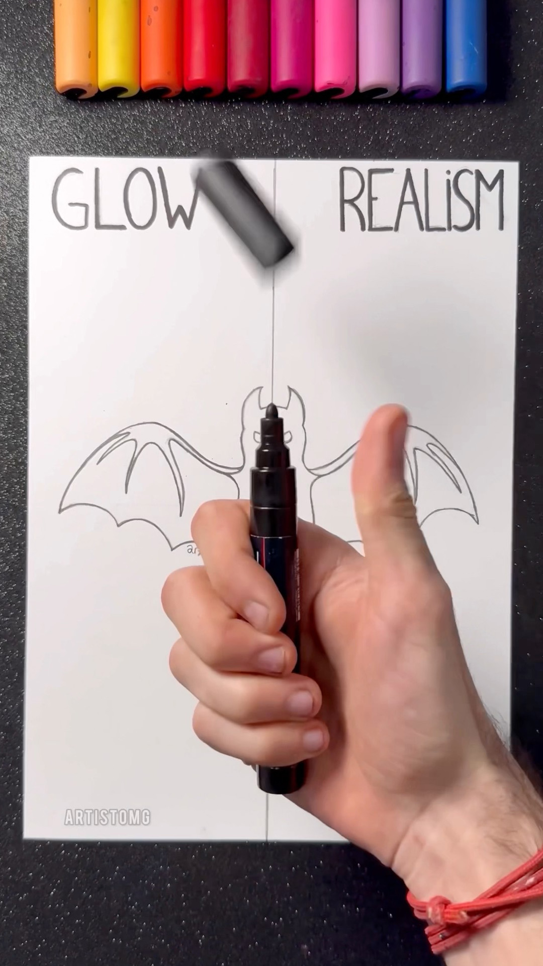 Bat art in two creative styles