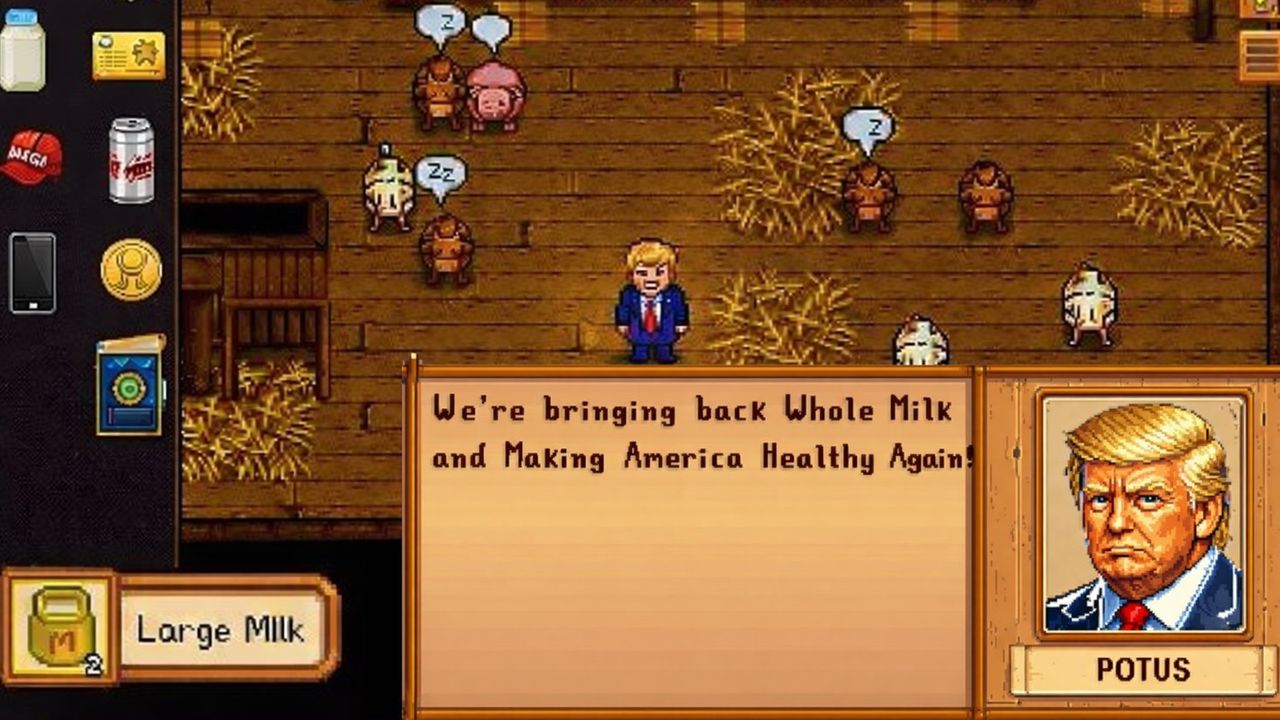 Trump's pixel art milk brings all the MAGA boys to his yard