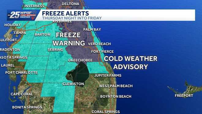Cold weather advisory, freeze warning issued for parts of South Florida