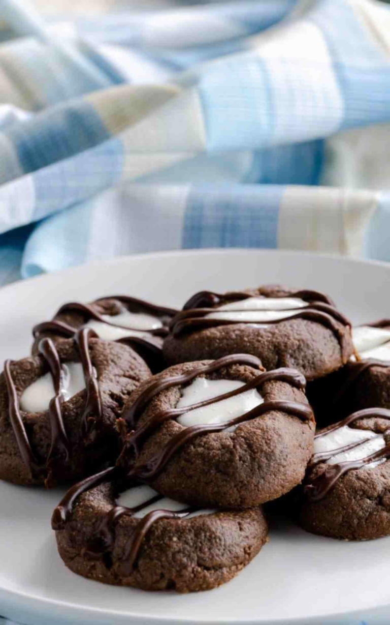 Chocolate thumbprint cookies recipe with marshmallow filling