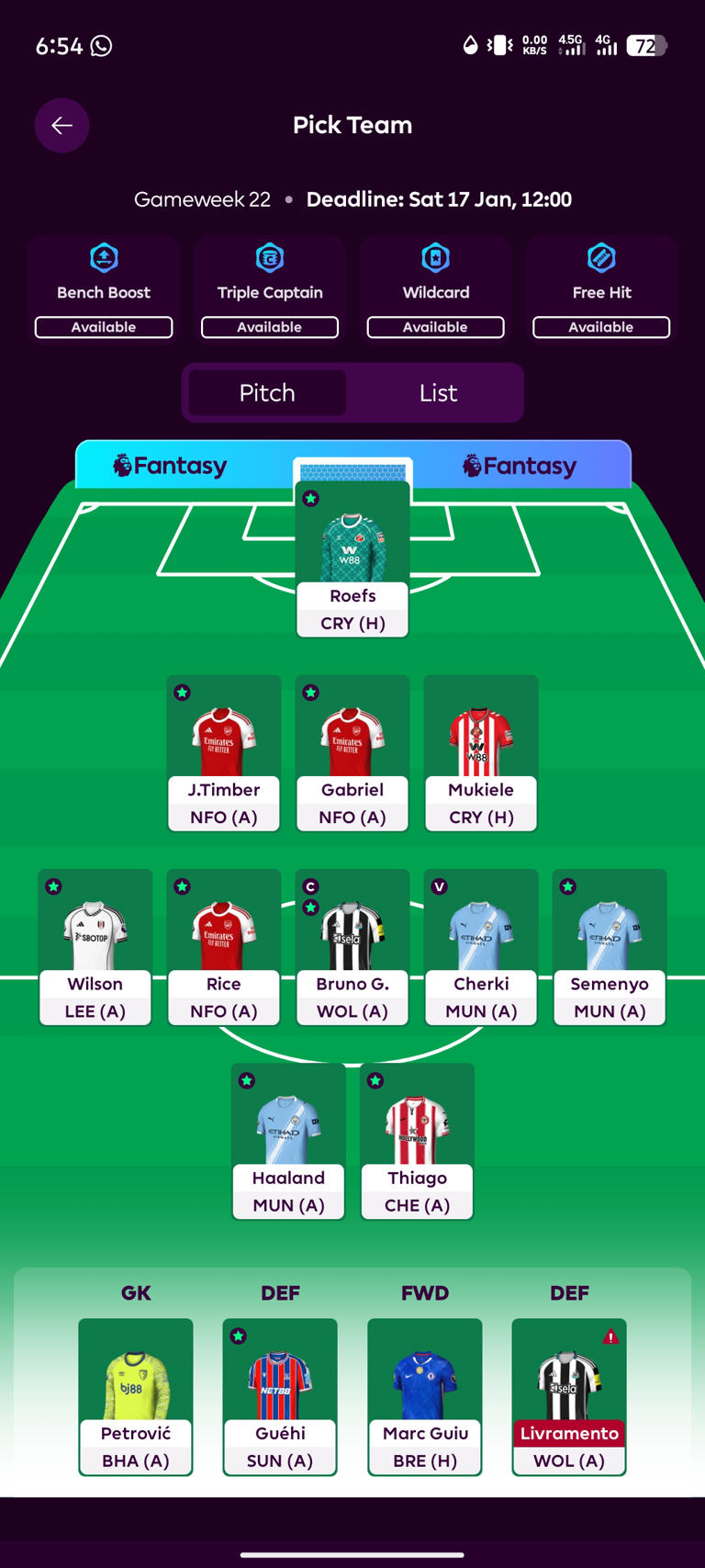 Rate my GW22 FPL team